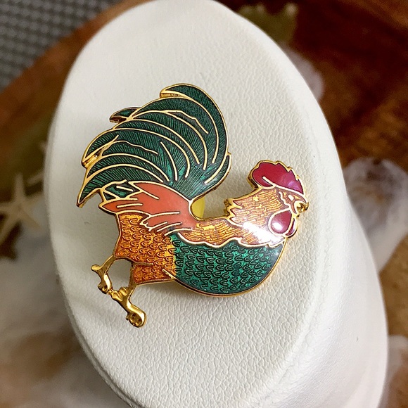 Vintage | Jewelry | Rooster Chinese Zodiac Enamel Pin | Poshmark